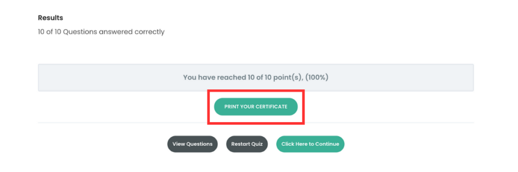 MINT Certification of Completion | Clinical Course Success